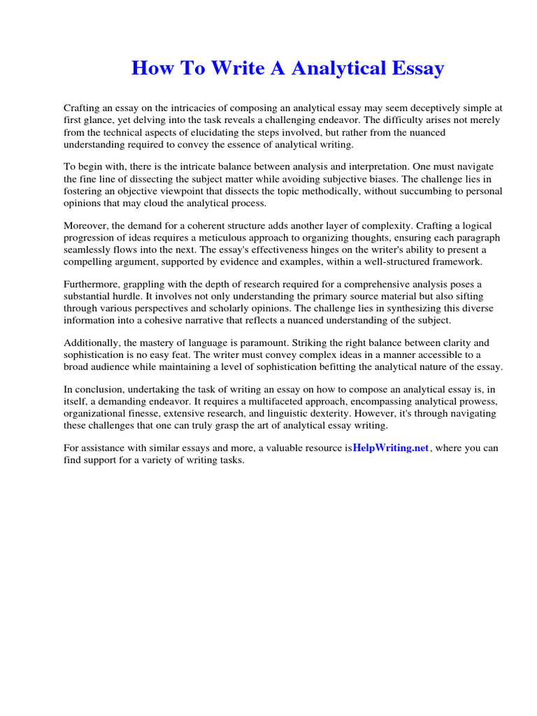 How to Write a Analytical Essay | PDF | Essays