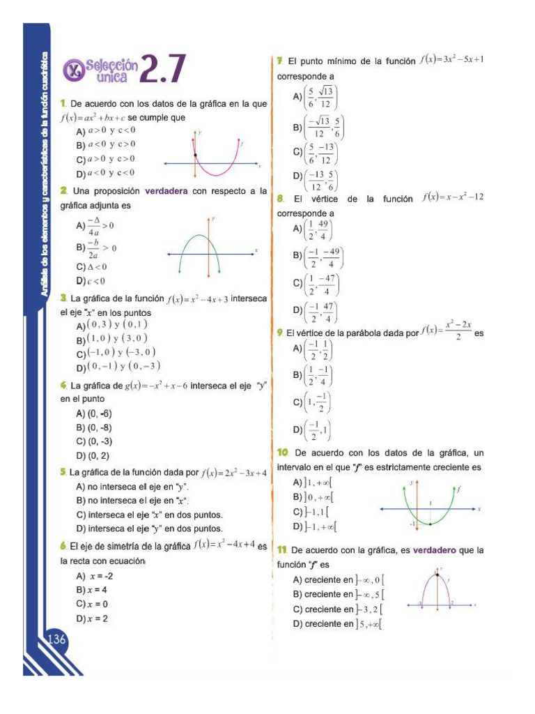 Práctica Examen Funcion Cuadratica | PDF