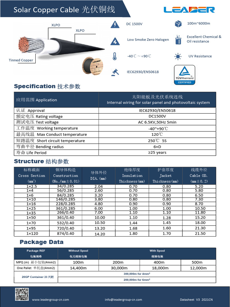 Leader Solar Copper Cables 2021V3 2 | PDF