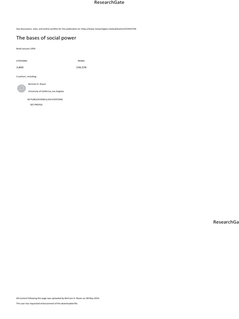 The Bases Of Social Power Pdf Power Social And Political Conformity