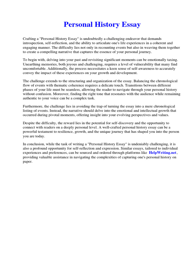 Personal History Essay | PDF