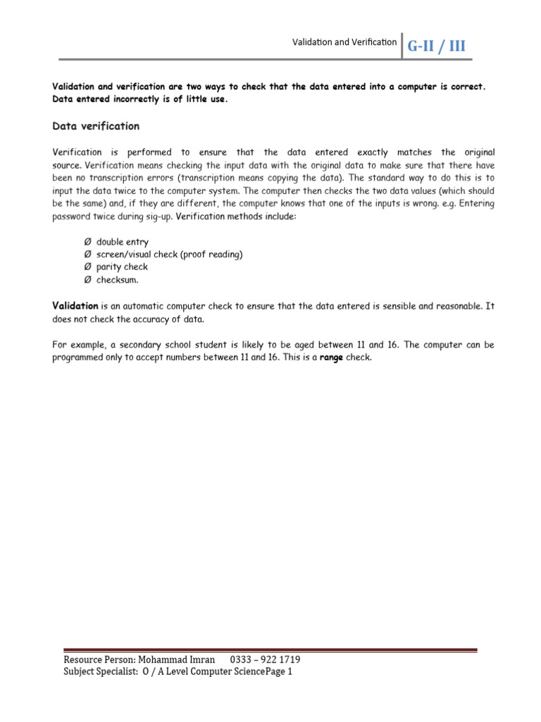 Validation and Verification | PDF