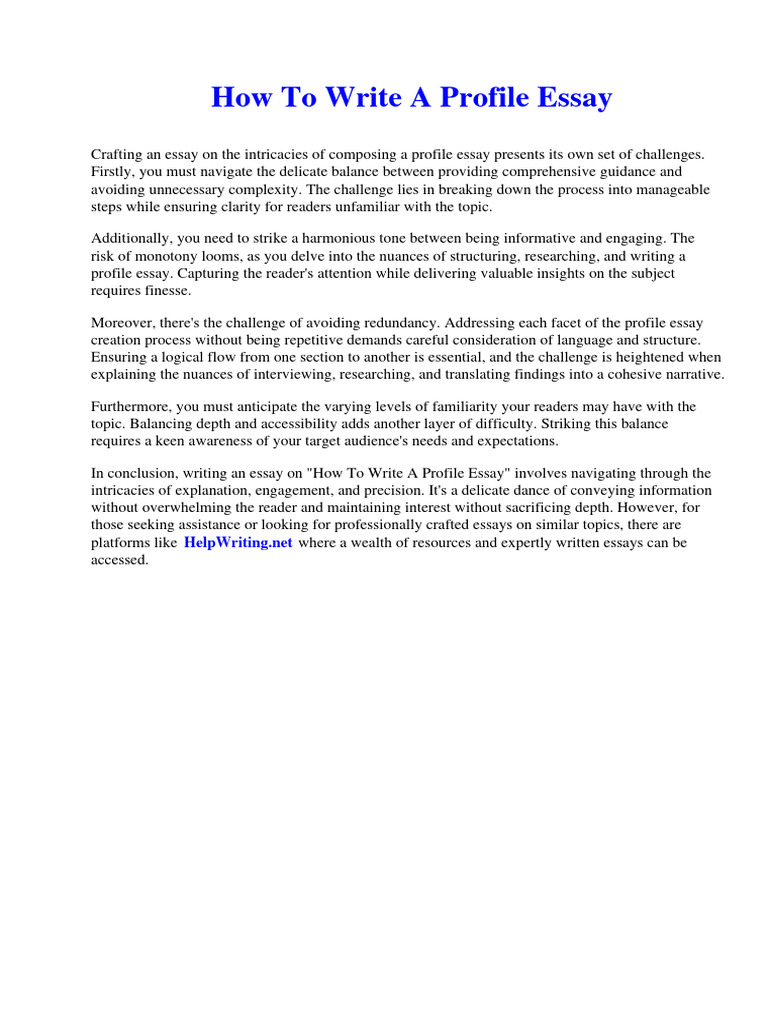 How To Write A Profile Essay | PDF | Strange Case Of Dr Jekyll And Mr ...