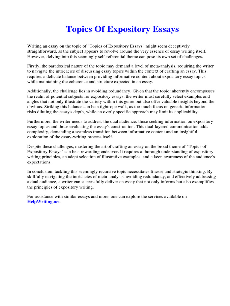 Topics of Expository Essays | PDF | Essays | Multimedia