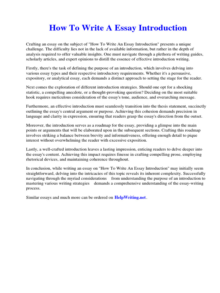 How To Write A Essay Introduction | PDF | Essays