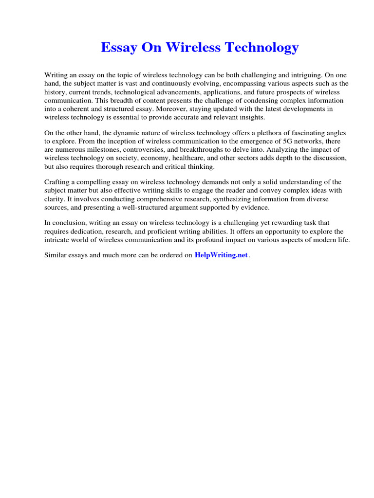 Wireless Technology Essay Guide | PDF | Monetary Policy | Central Banks