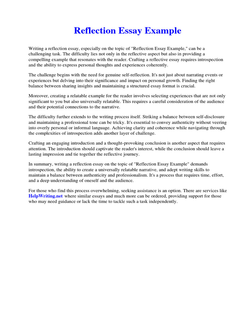 Reflection Essay Example | PDF