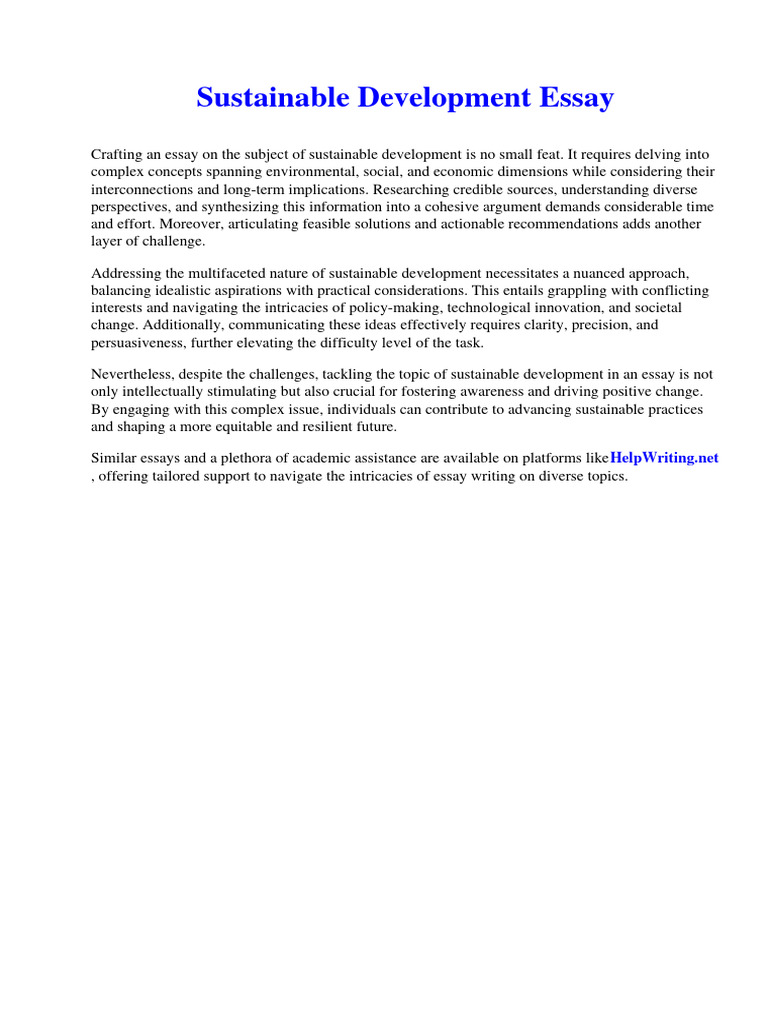 Sustainable Development Essay | PDF