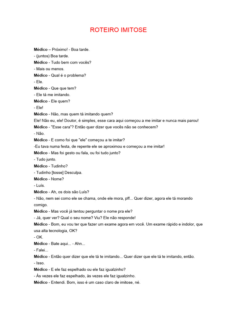 Roteiro Teatro Imitose | PDF