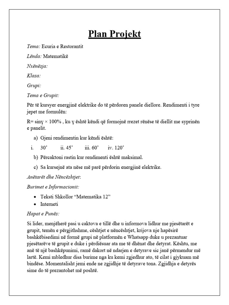 Plan Projekt Mat | PDF