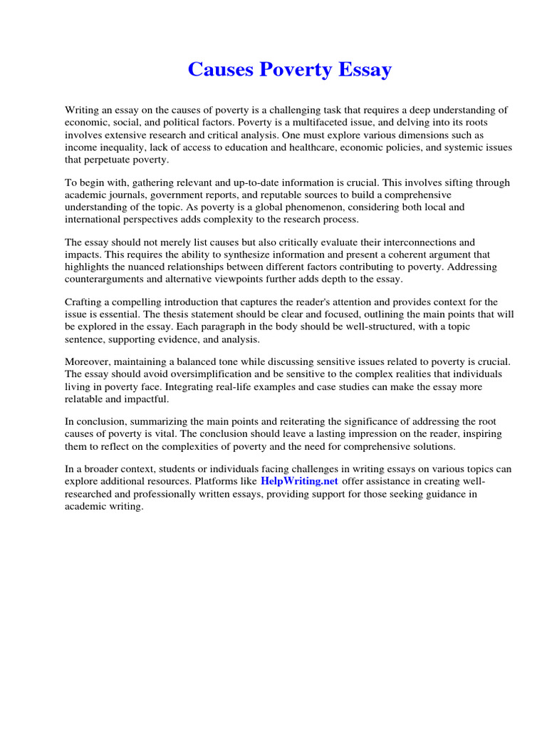 Causes Poverty Essay | Download Free PDF | Futures Contract | Orchestras