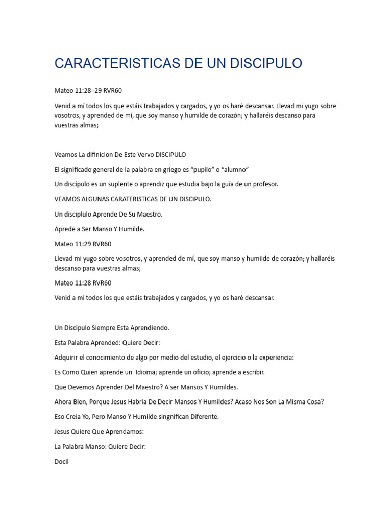 Caracteristicas de Un Discipulo | PDF