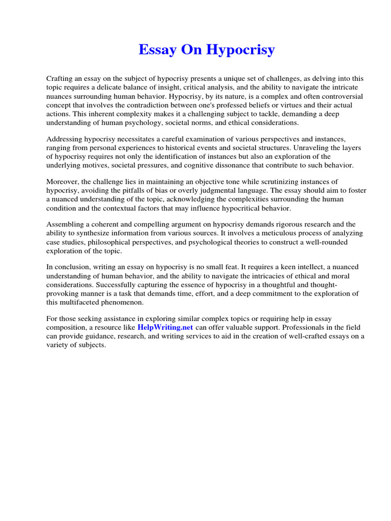 Essay On Hypocrisy | PDF