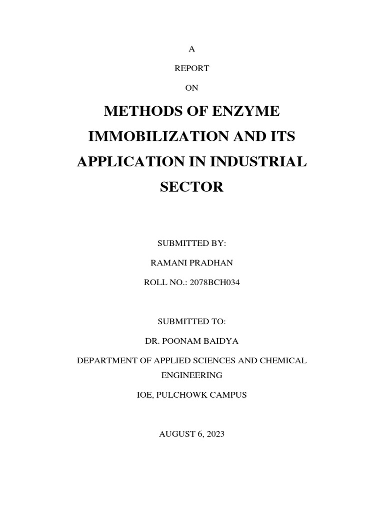 Enzyme Immobilization | PDF | Enzyme | Adsorption