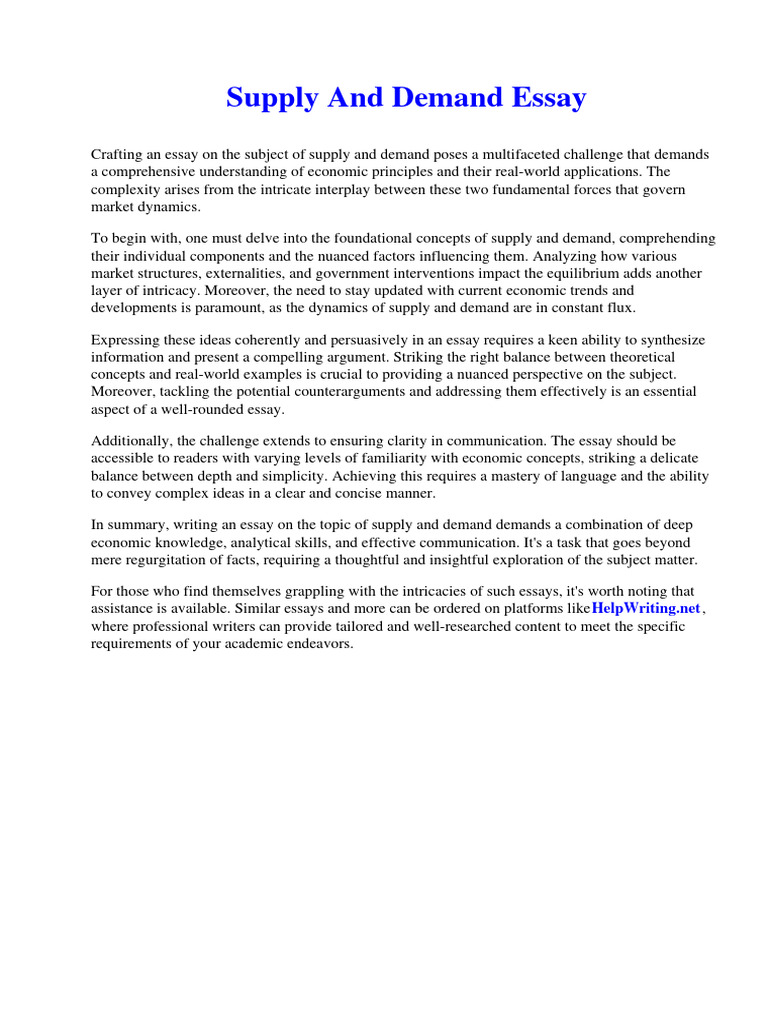 Supply and Demand Essay | PDF