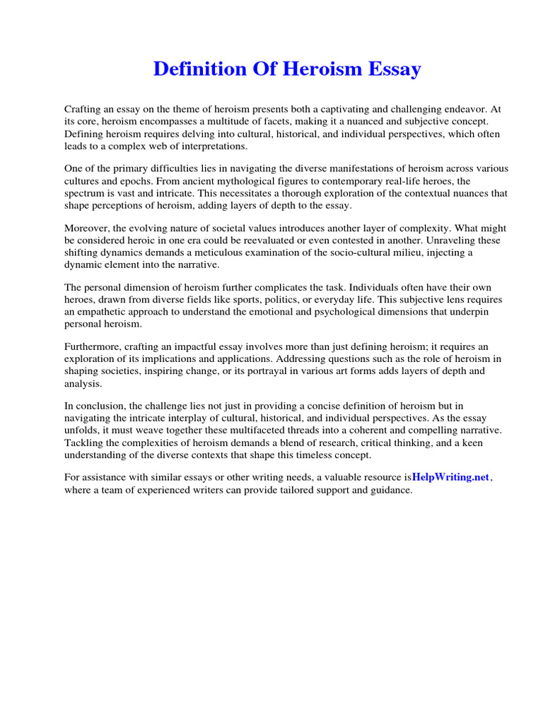 Definition of Heroism Essay | PDF | Cardiology | Ventricle (Heart)