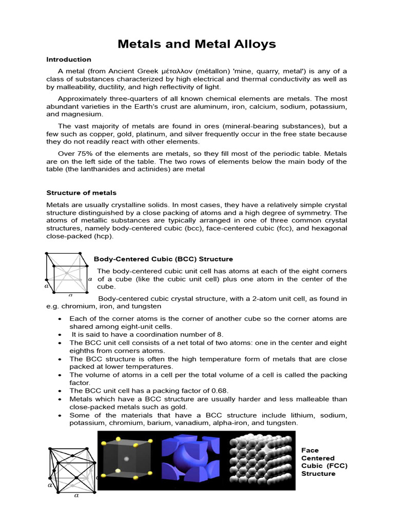 MSE_Group 1_Metals and Metal Alloys | PDF | Metals | Alloy
