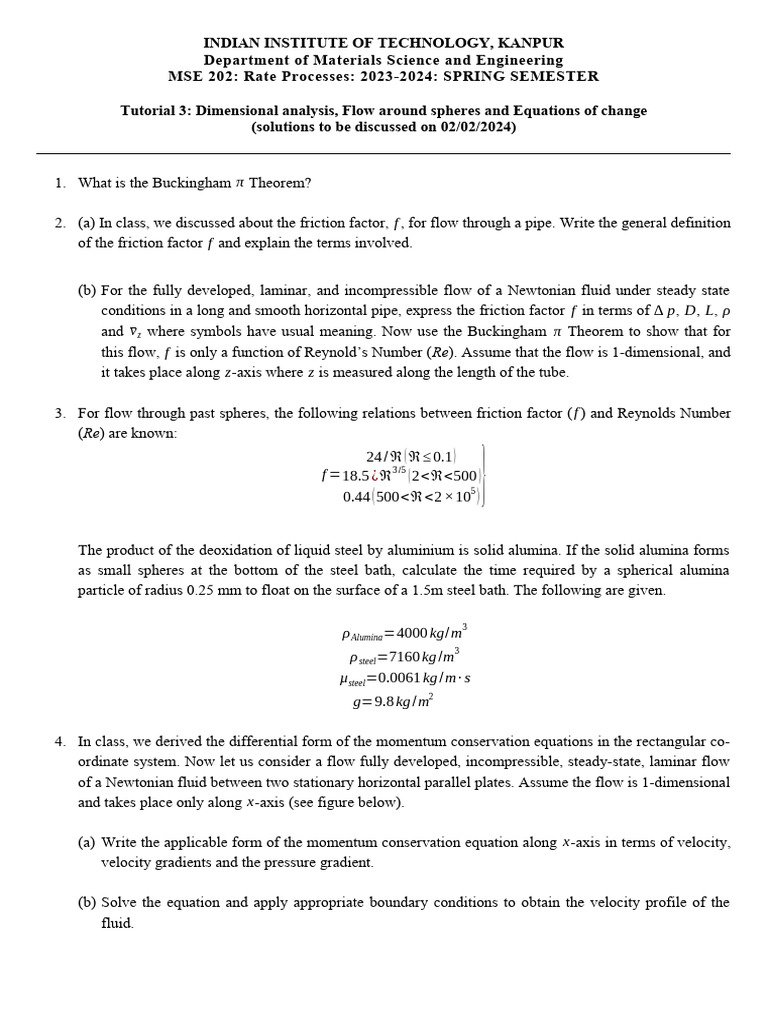 Tutorial 3 | PDF | Fluid Dynamics | Process Engineering