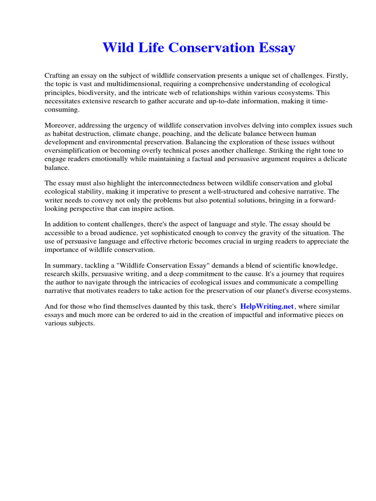 Wild Life Conservation Essay | PDF