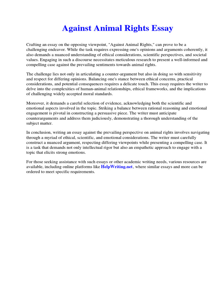 Against Animal Rights Essay | Download Free PDF | Oresteia | Aeschylus