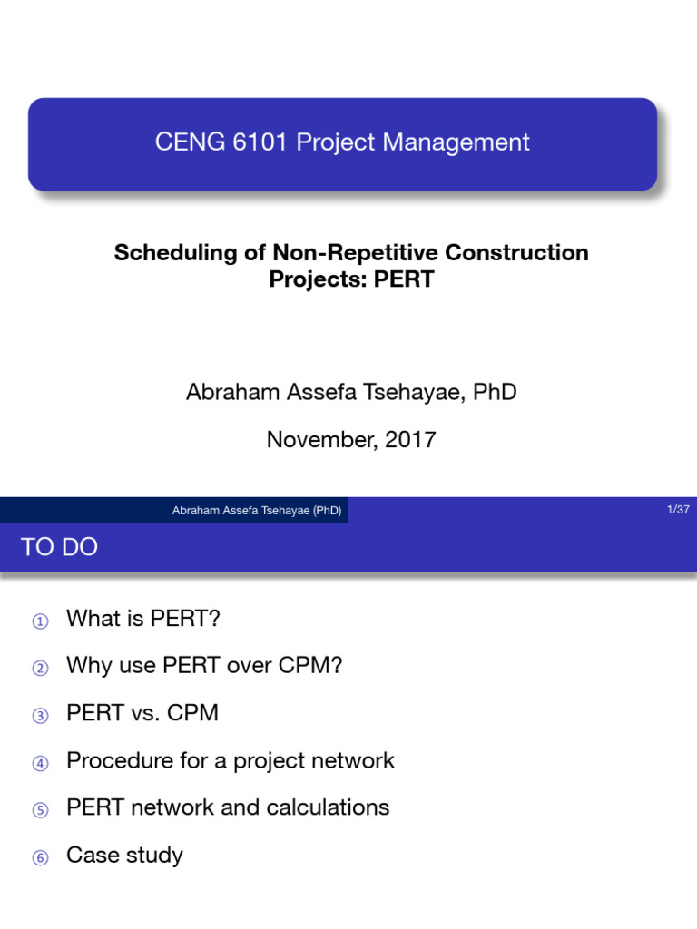 CENG 6101 - Lesson 2c - Scheduling PERT | PDF | Project Management ...