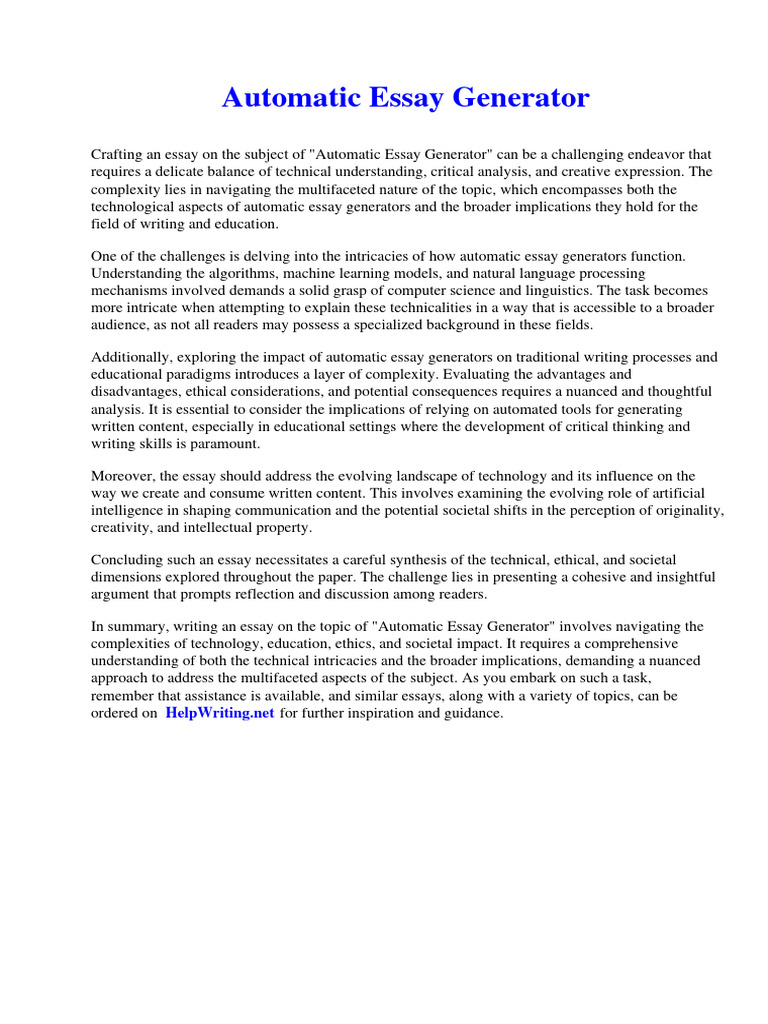 Automatic Essay Generator | PDF | Essays | Medicine