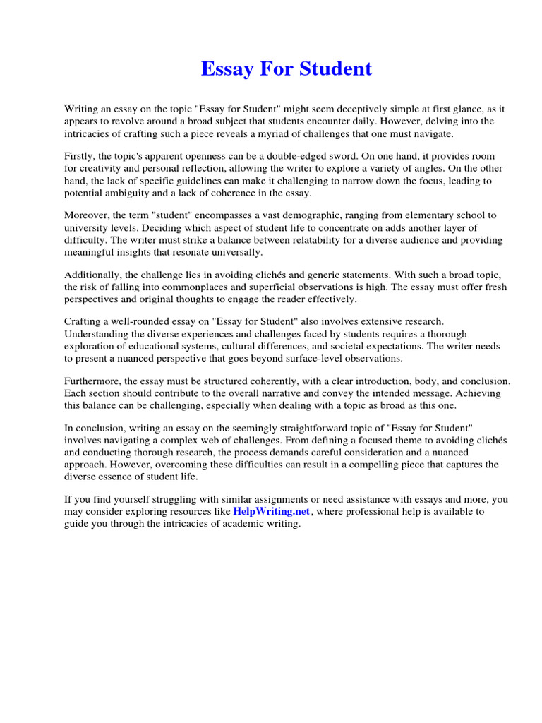 Essay For Student | PDF | Essays | Tooth