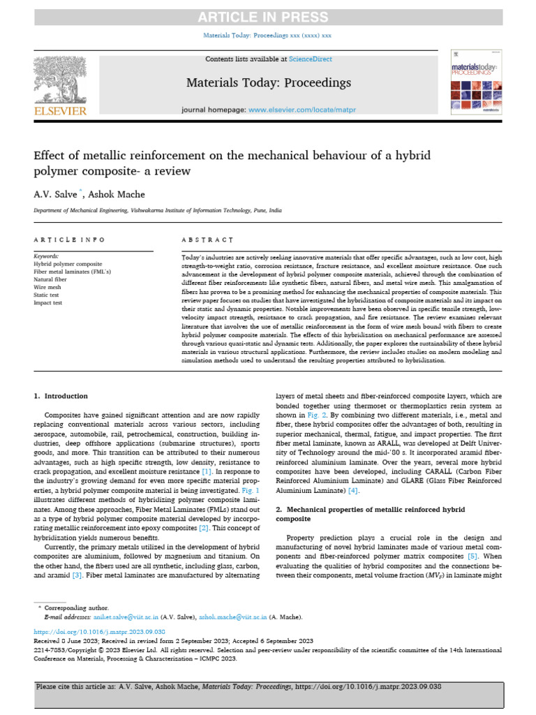 Effect of Metallic Reinforcement On The Mechanical Behaviour of A ...