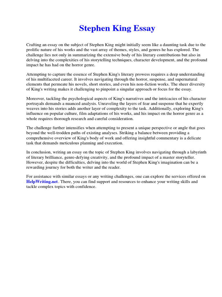 Stephen King Essay | PDF