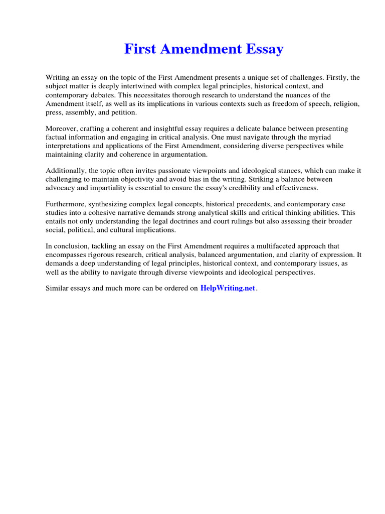 First Amendment Essay | Download Free PDF | Dementia | Alzheimer's Disease