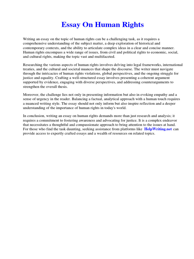 Essay On Human Rights | PDF | Hector | Essays