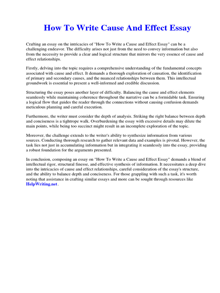 How To Write Cause and Effect Essay | Download Free PDF | Essays | John ...