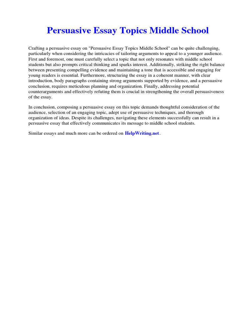 Persuasive Essay Topics Middle School | PDF | Option (Finance) | Put Option