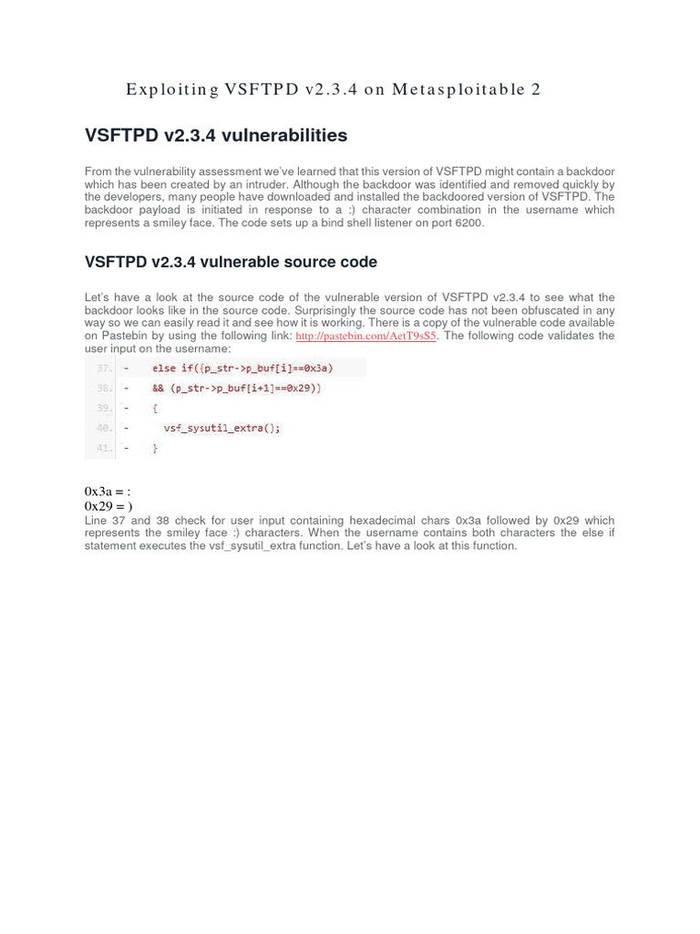 Exploiting VSFTPD v2 | PDF | File Transfer Protocol | Software Exploiting VSFTPD v2 | PDF | File Transfer Protocol | Software