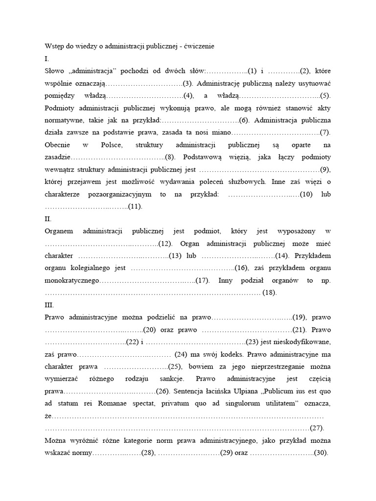 Wstęp Do Wiedzy o Administracji Publicznej I Zajęcia | PDF