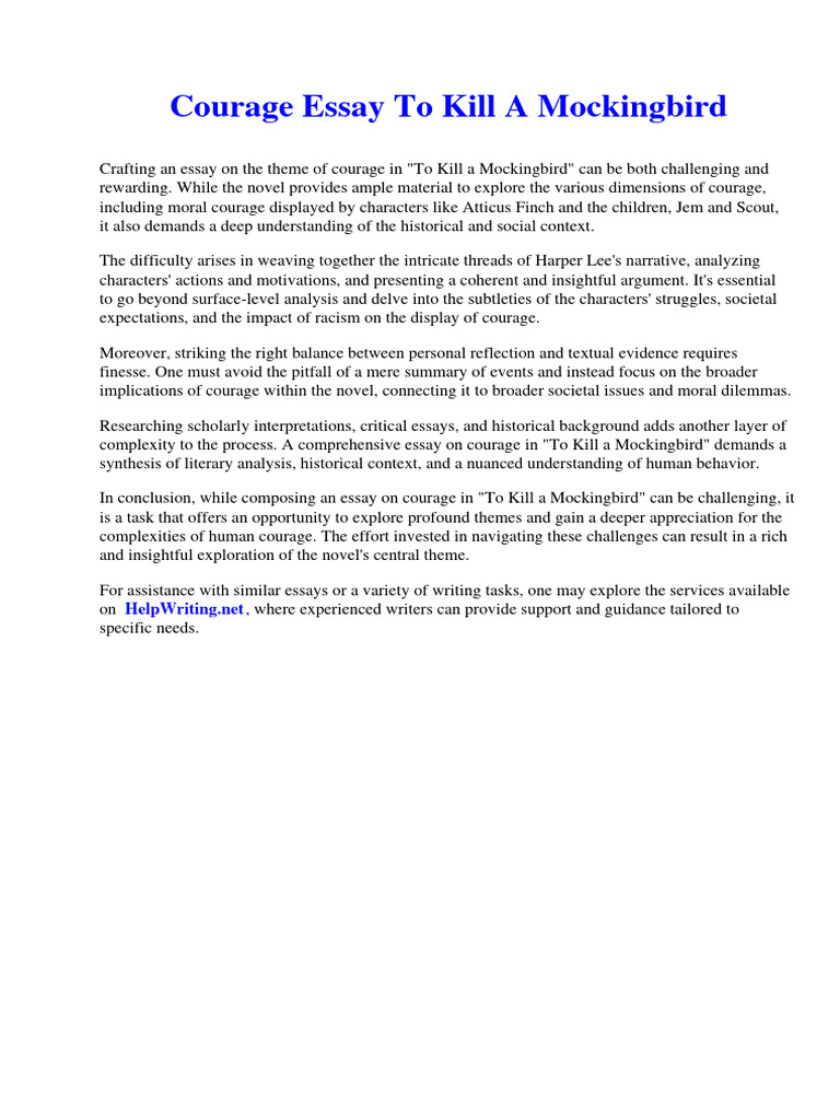 Courage Essay To Kill A Mockingbird | PDF | To Kill A Mockingbird ...