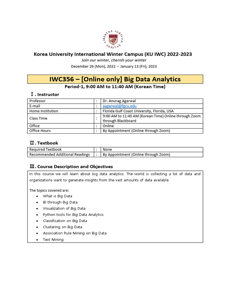 IWC356 Big Data Analytics - Syllabus | PDF | Big Data | Information Retrieval
