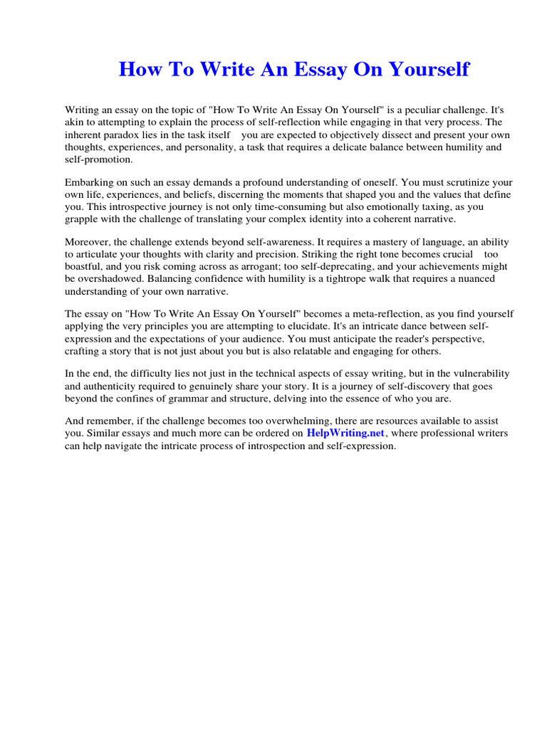 How To Write An Essay On Yourself | Download Free PDF | Capitalism | Essays