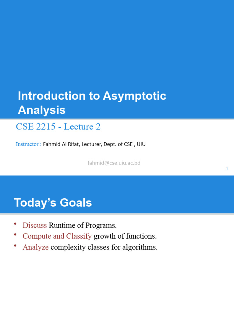 Introduction To Asymptotic Analysis | PDF | Time Complexity | Algorithms