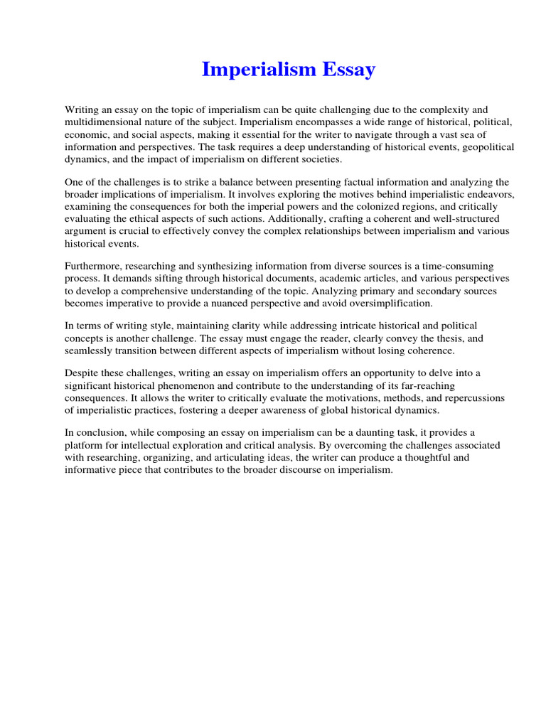 Imperialism Essay | PDF | Essays | Dune (Novel)