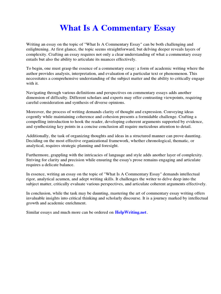 What Is A Commentary Essay | PDF