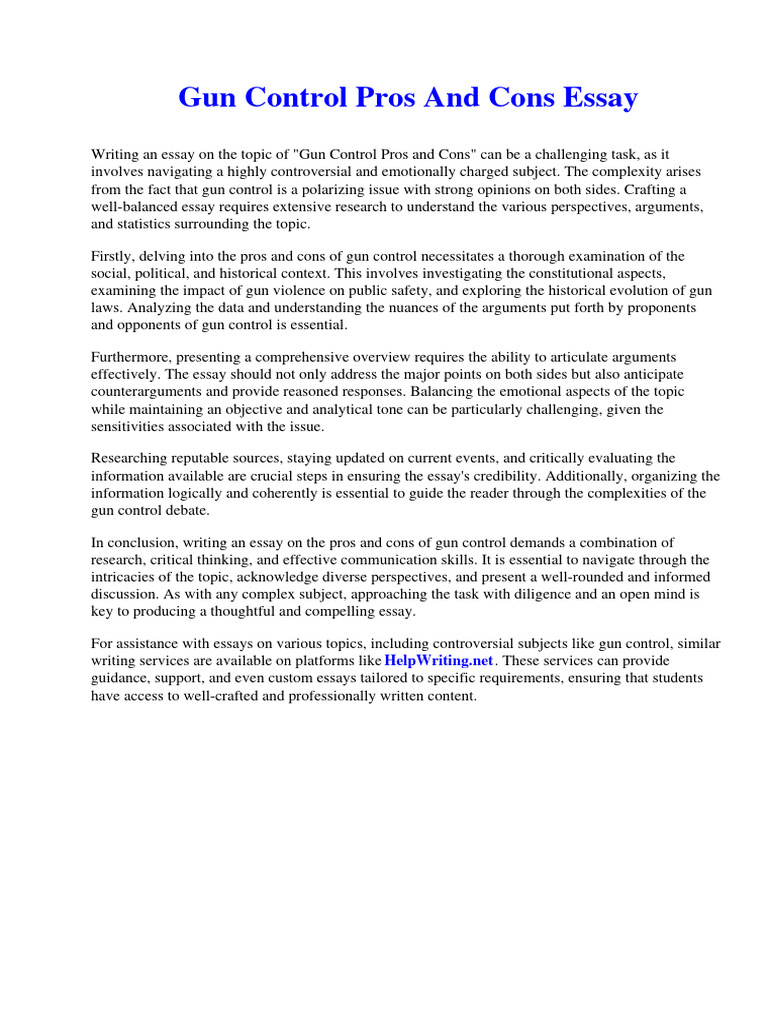 Gun Control Pros And Cons Essay Pdf Realism Arts Furman V Georgia