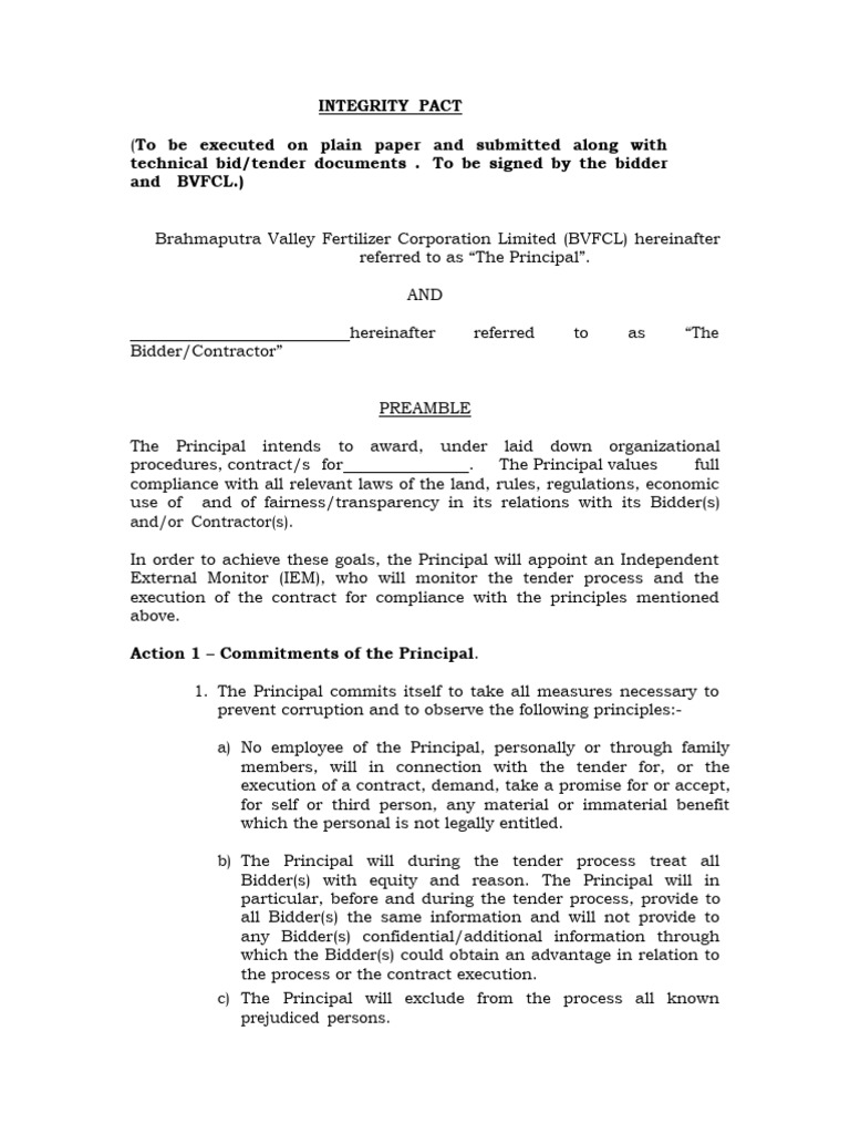 Integrity Pact | PDF | Employment | Corruption