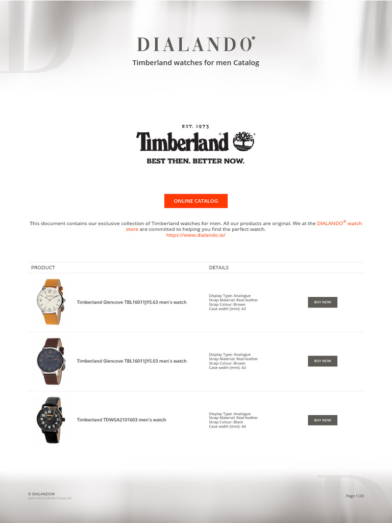 Timberland Watches For Men Catalog | PDF | Materials