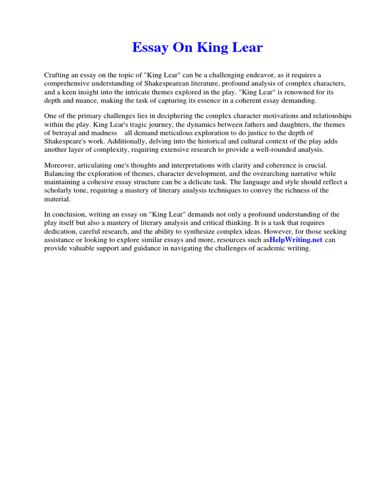 Essay On King Lear | PDF | Menstrual Cycle | Women's Health