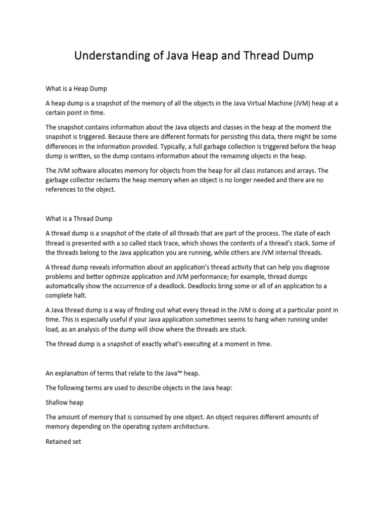 Understanding of Java Heap and Thread Dump | PDF | Java (Programming ...