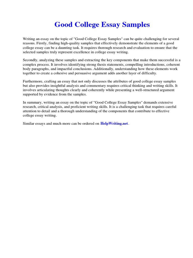 Good College Essay Samples | PDF | Essays | Critical Thinking