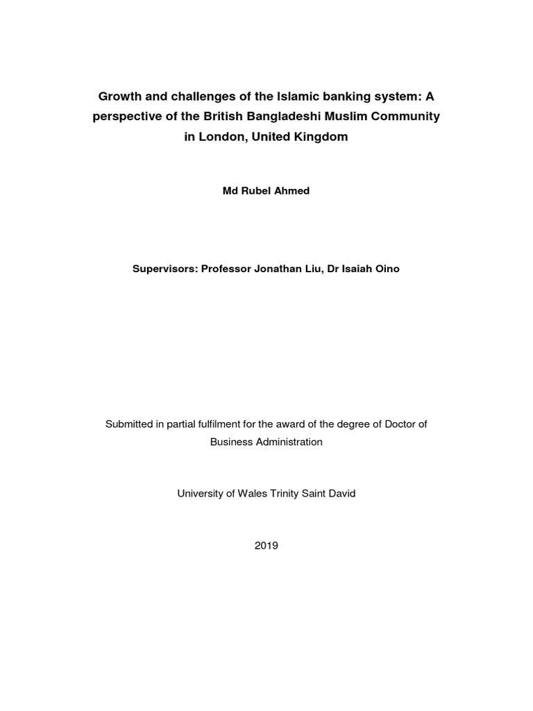 Ahmed, MD Rubel (2019) Growth and Challenges of The Islamic Banking ...