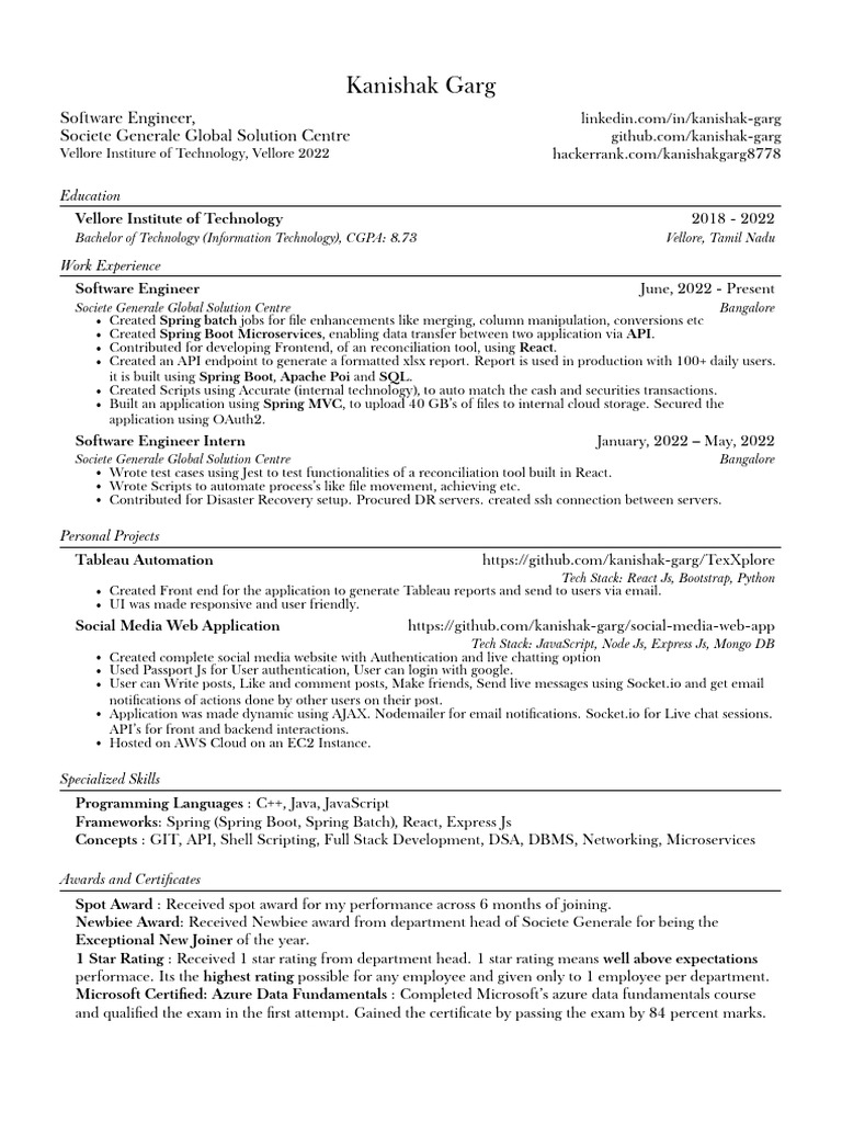 Kanishak Resume-1 | PDF | Spring Framework | Java Script