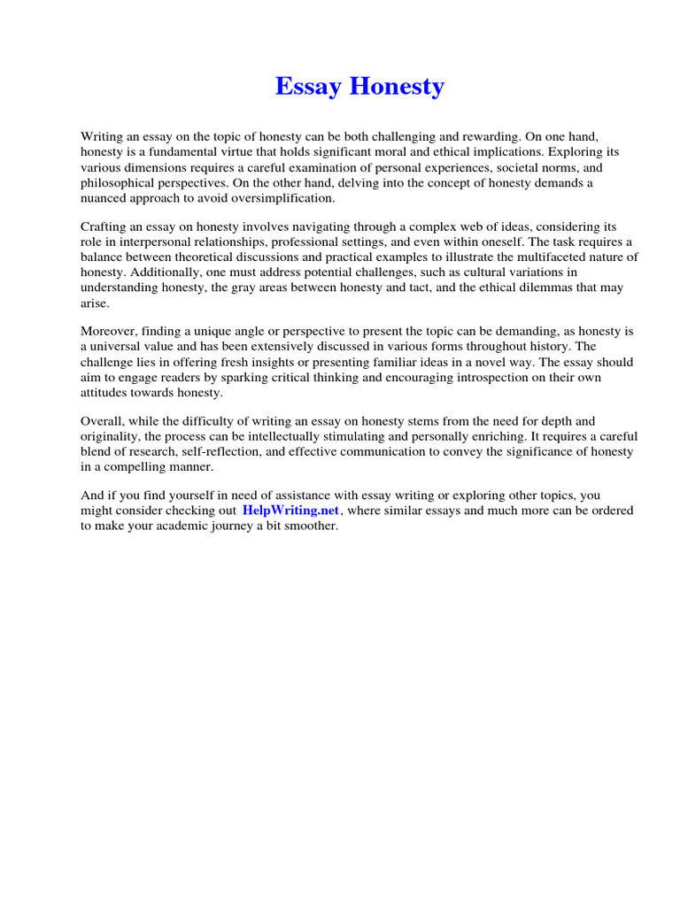 Essay Honesty | PDF | Outsourcing | Value Chain